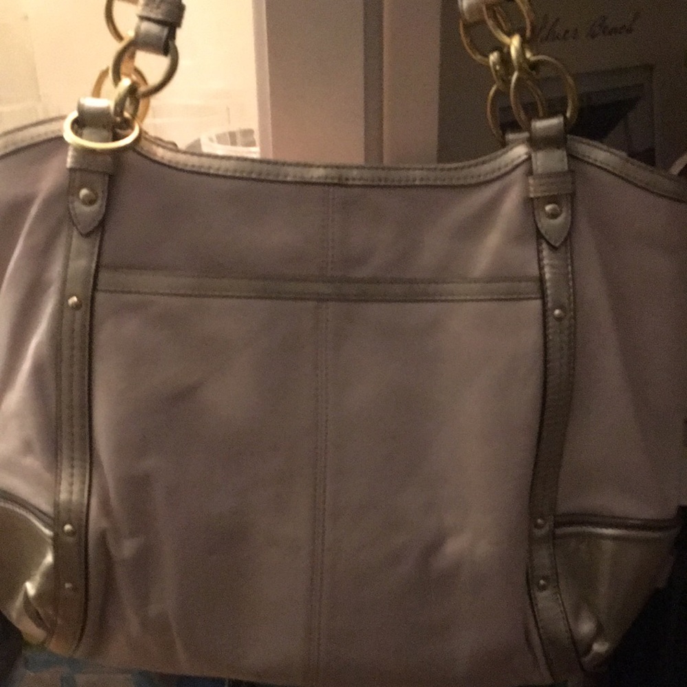 Coach White Leather Pocketbook With Gold Accents And … - Gem